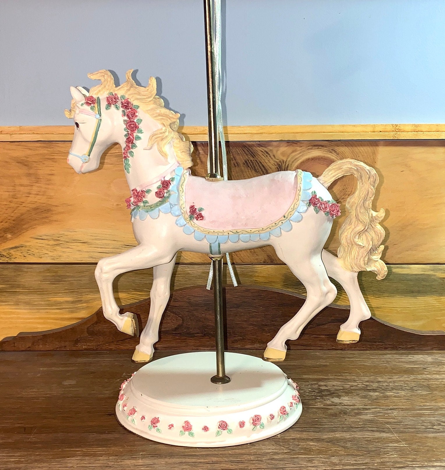 Vintage 17 Tall White Carousel Horse Figurine - Etsy