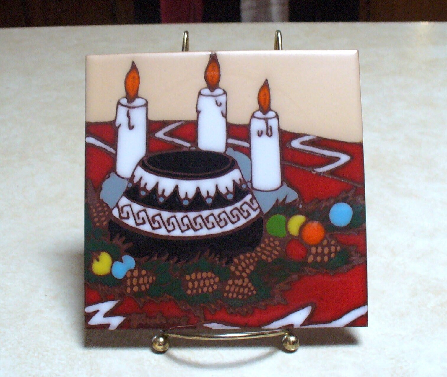 Vintage - 1995 EARTHTONES 6x6 Decorative Ceramic Tile "christmas ...