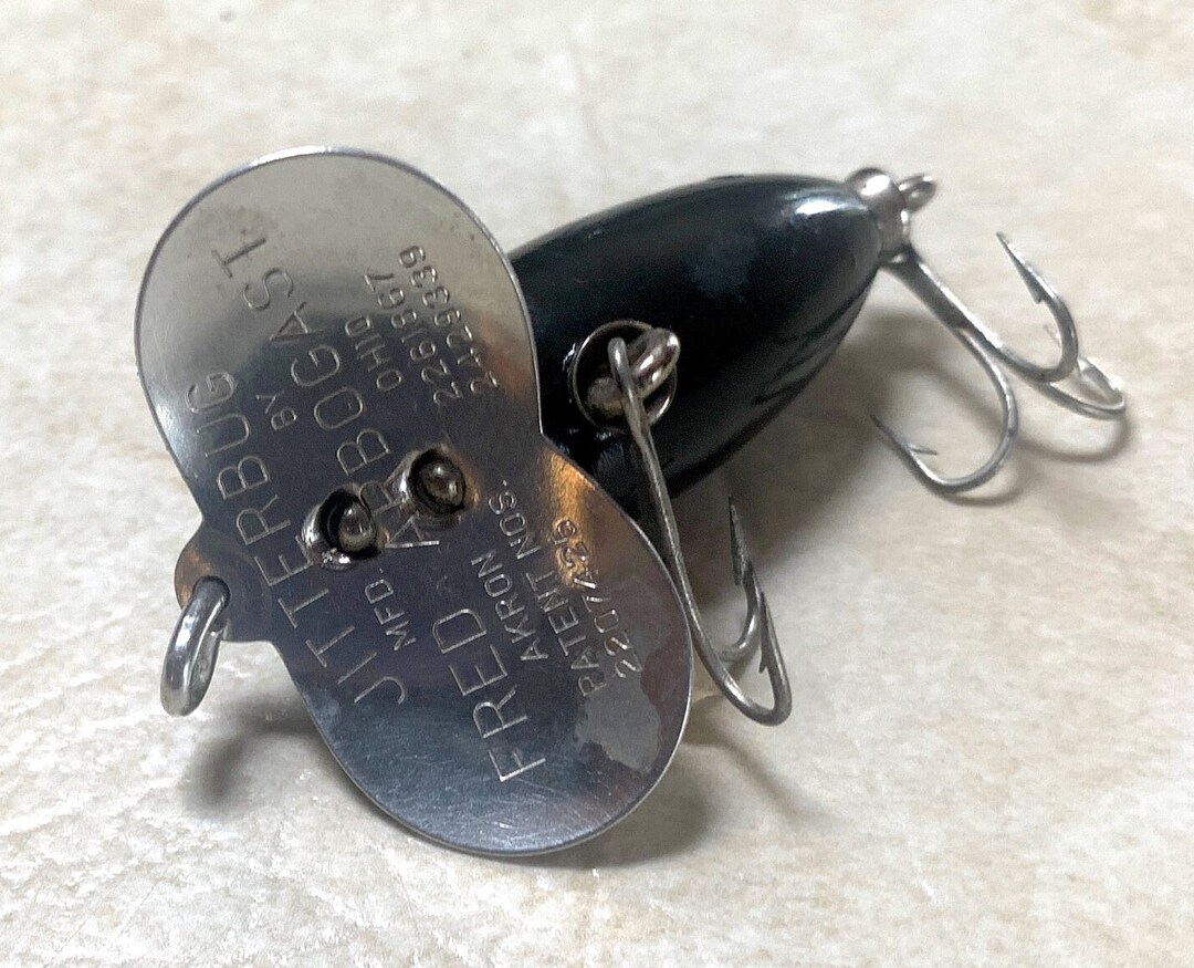 Vtg. Fred Arbogast Black Jitterbug Fishing Lure - Etsy