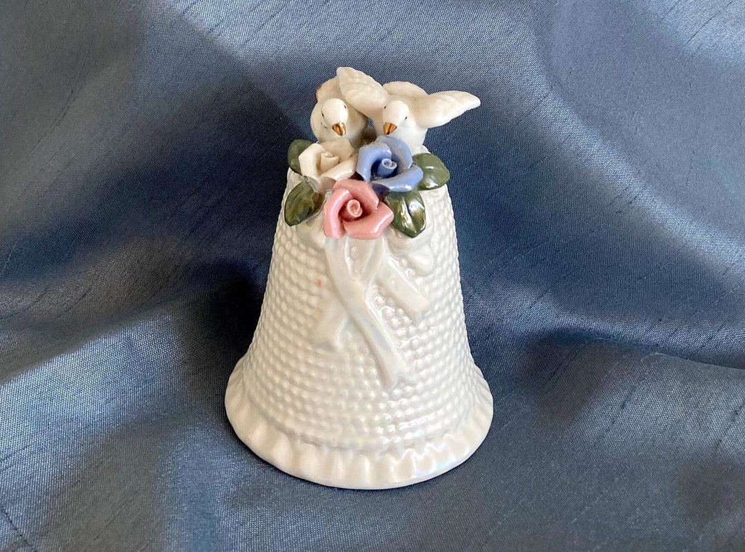 Vintage White Porcelain Dove Bell - Etsy