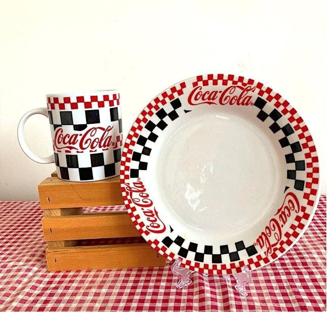 Vtg. Set Coca-cola Mug & Snack Plate - Etsy