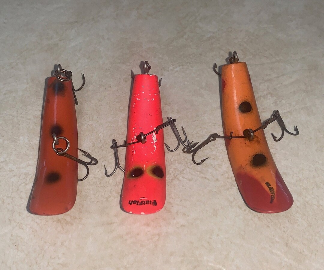 Vtg. 3 Flatfish X4 & X5 Helin Fishing Lures - Etsy