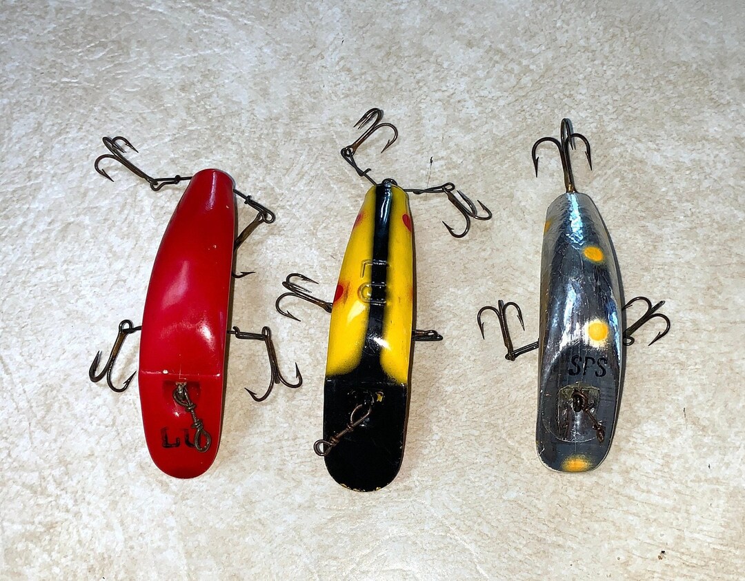 Vtg. 2 LU & 1 SPS Flatfish Helin Fishing Lures - Etsy