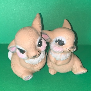Vintage Pair of Hand Painted Ceramic Baby Bunny Rabbit Figurines - Etsy
