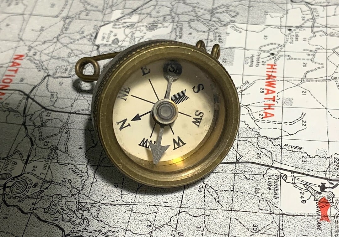 Vintage MARBLES Brass Lapel Pin-on Compass W/white Face - Etsy