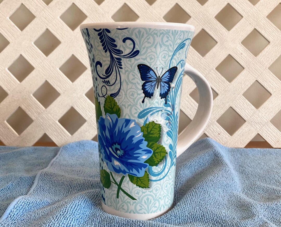 Vtg. Blue Harbor Collection Coffee/latte Mug by Debra Valencia, Flowers ...