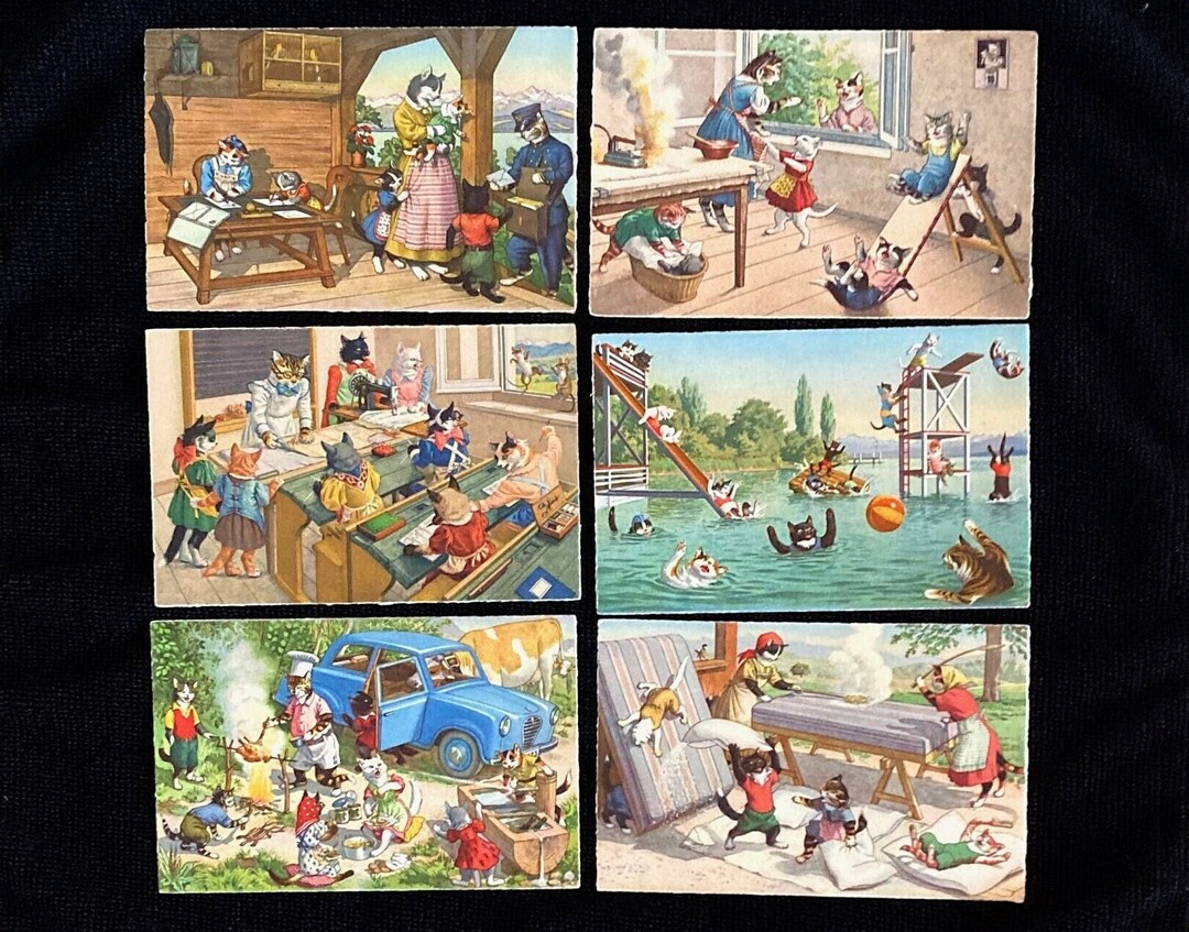 Vintage - (set of 6) 1940's Postcards by Alfred Mainzer - Etsy