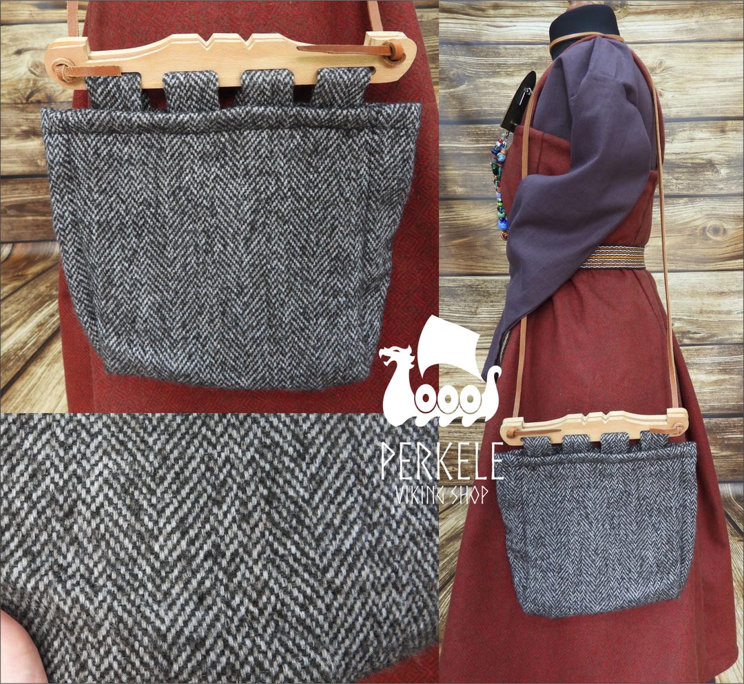 New Woolen Bag From Hedeby Sew by Machine With Leather Straps - Etsy