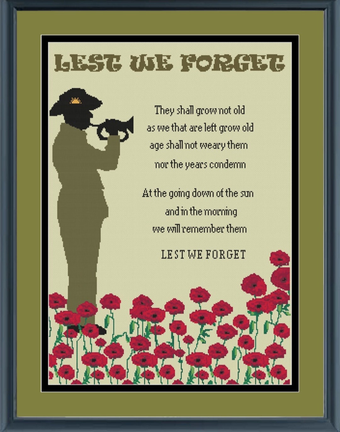 Lest We Forget Army CHART - Etsy