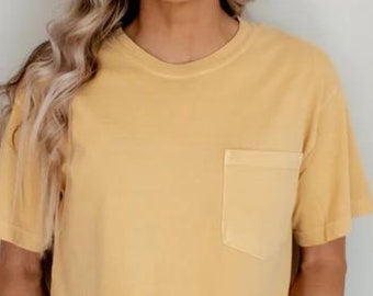 Comfort Colors T Shirt With Pocket,heavyweight Pocket Tee,garment Dyed ...