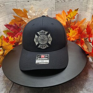 Fire Department Trucker Hat: Leather Patch Fireman Gift - Etsy