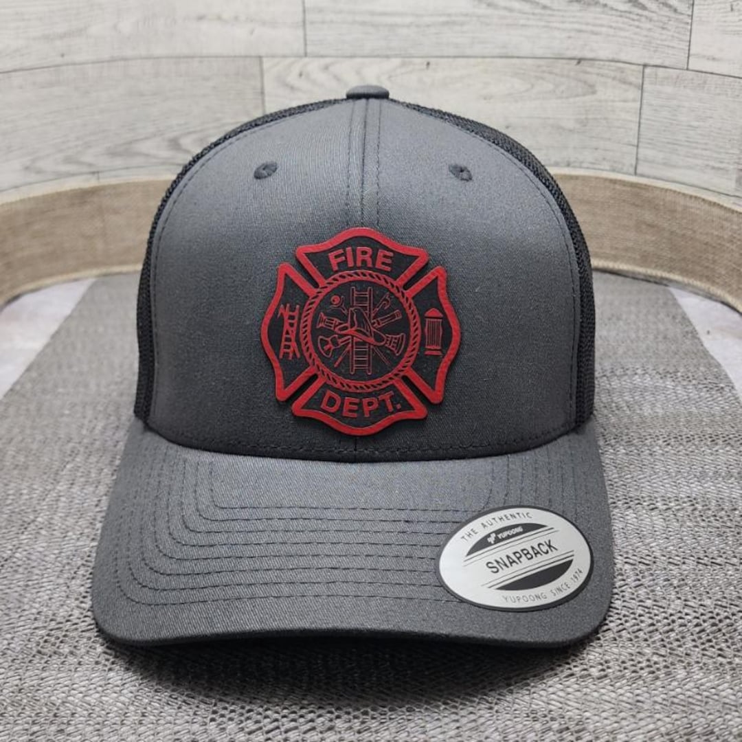 Fire Department Trucker Hat: Leather Patch Fireman Gift - Etsy