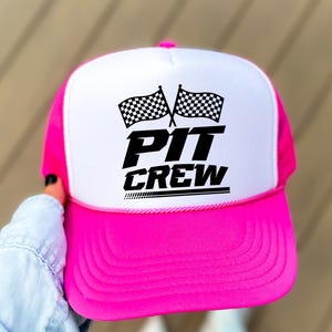 Pit Crew Hat, Racing Trucker Snapback Hat, Pit Wife Mom Dad Race Day Hat Cap, Pit Crew Snapback ...