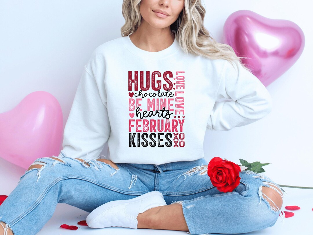 Be Mine Cupid Kisses & Hugs Valentine's Day Sweatshirt, XOXO Love Heart Hoodie, Romantic Graphic ...