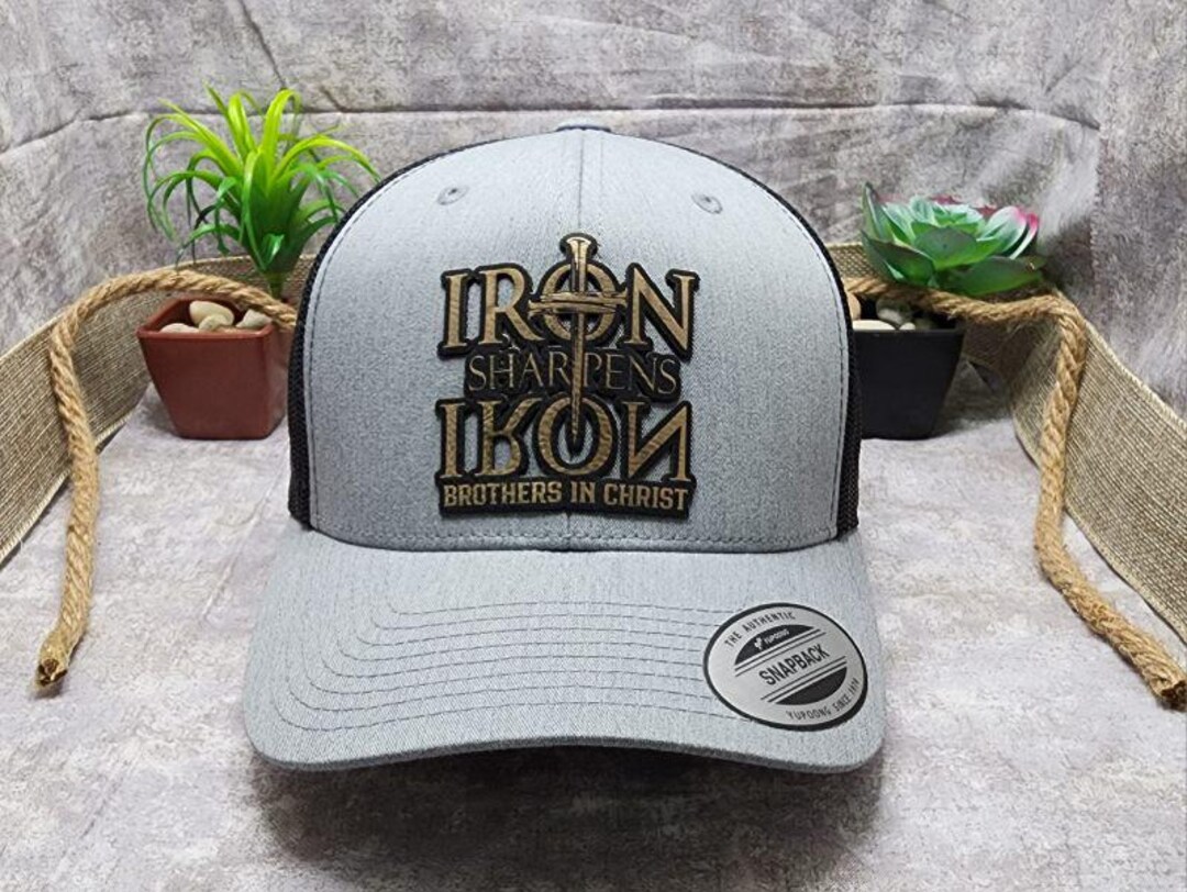 Iron Sharpens Iron Trucker Hat: Laser Engraved Leatherette Patch - Etsy