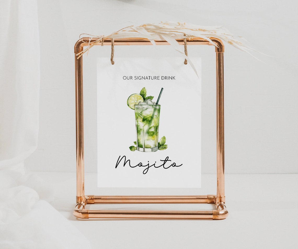 Mojito Signature Drink Sign With Tags • Editable Signature Mojito ...