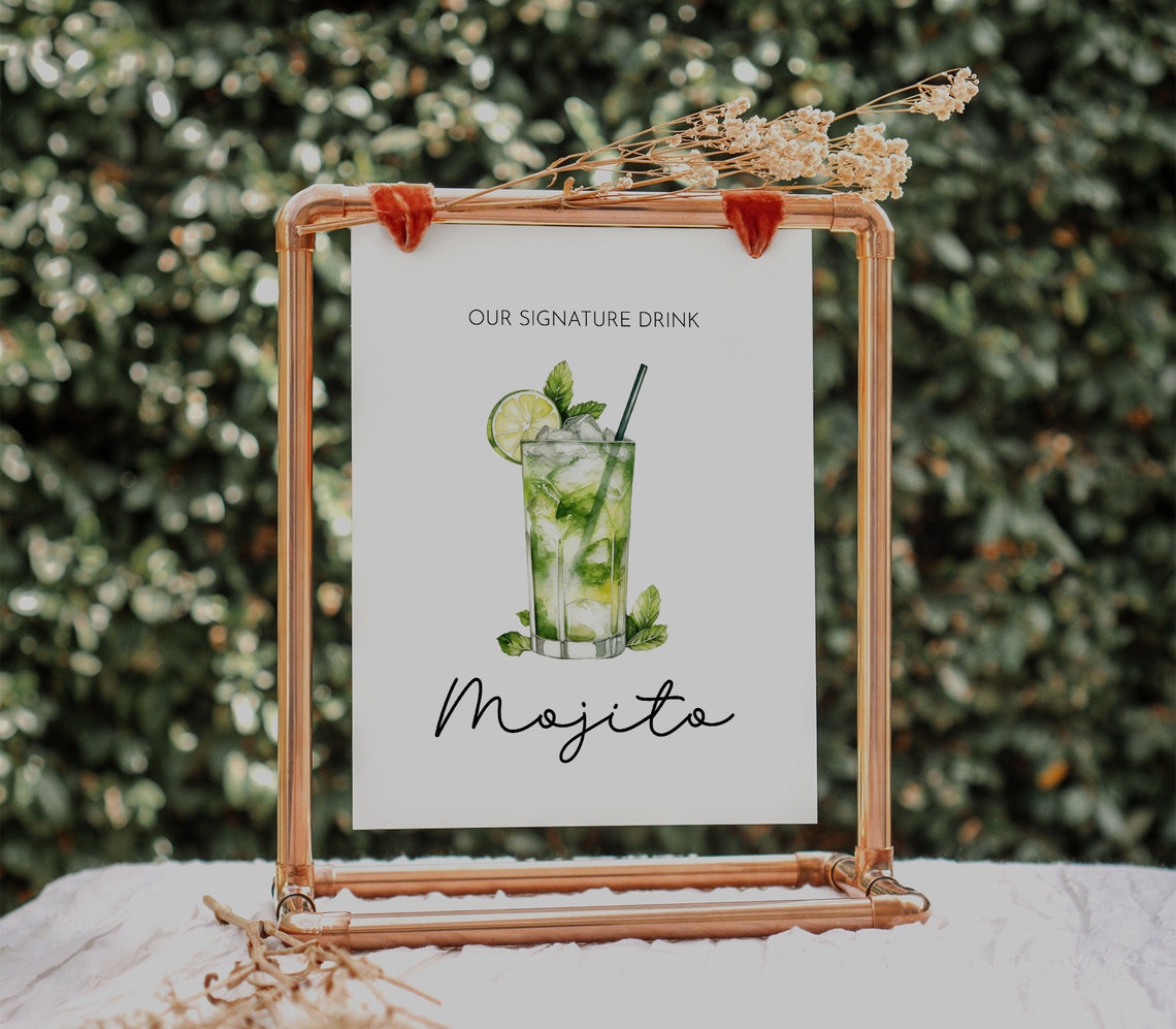 Mojito Signature Drink Sign With Tags • Editable Signature Mojito ...