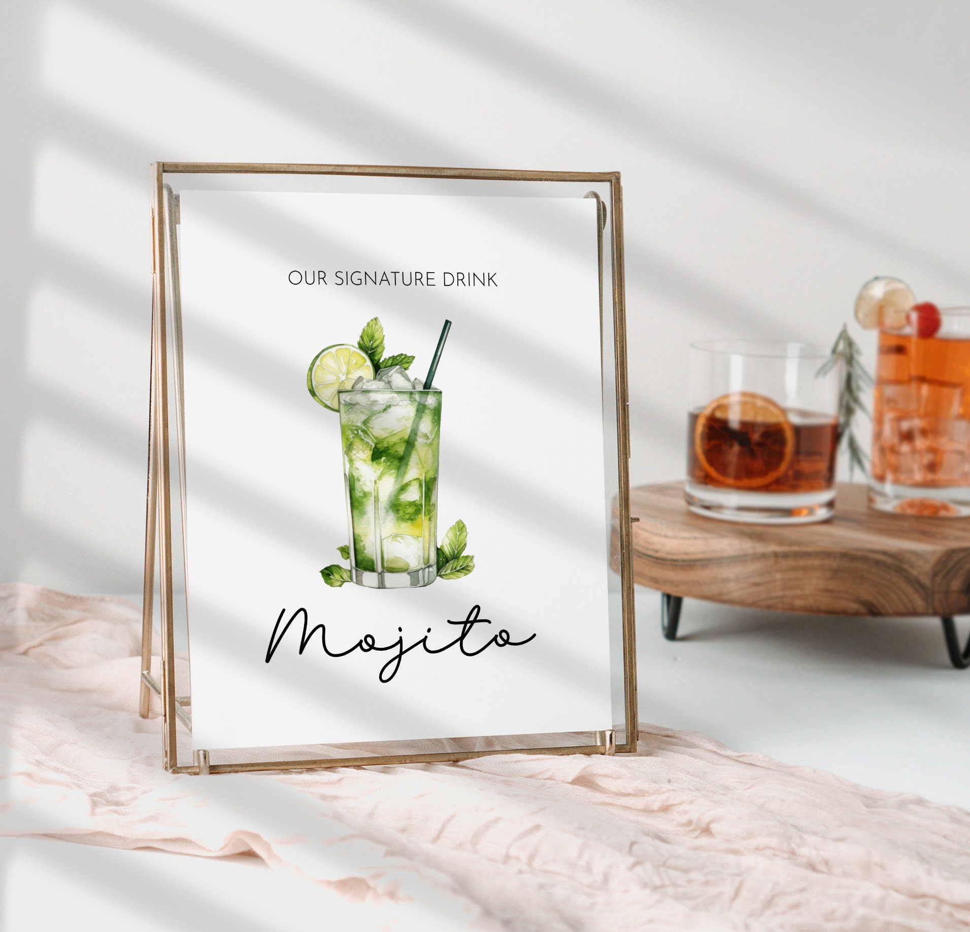 Mojito Signature Drink Sign With Tags • Editable Signature Mojito ...