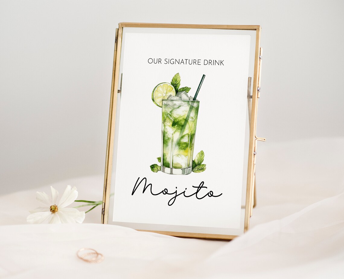 Mojito Signature Drink Sign With Tags • Editable Signature Mojito ...