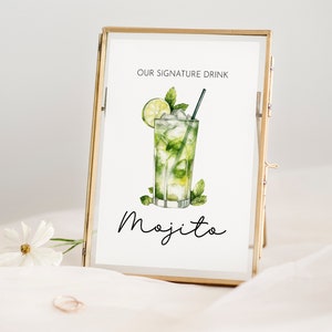 Mojito Signature Drink Sign With Tags • Editable Signature Mojito ...