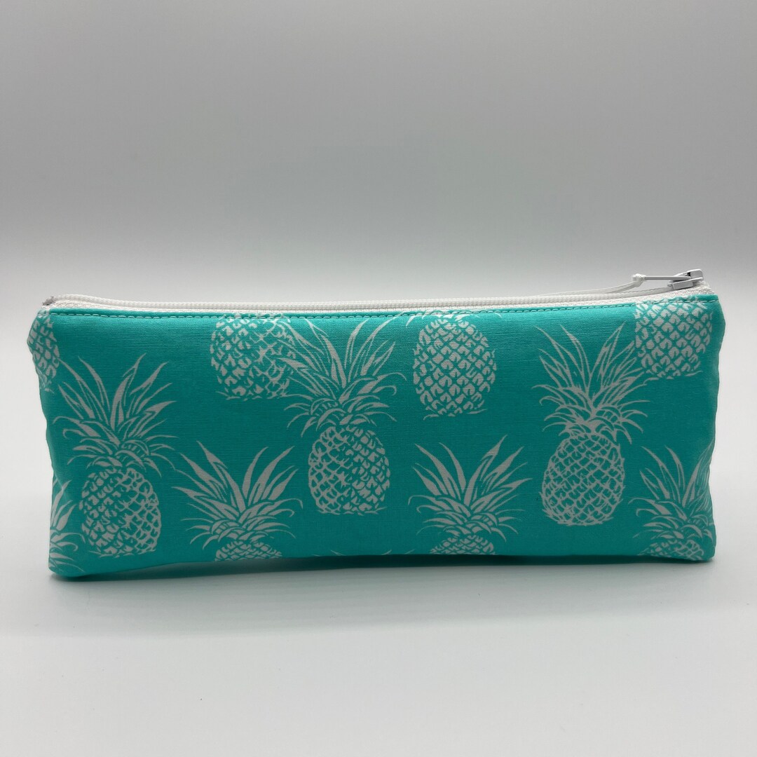 Teal Pineapple Pencil Pouch, Cute Fabric Fruit Pencil Case, Cute Zipper ...