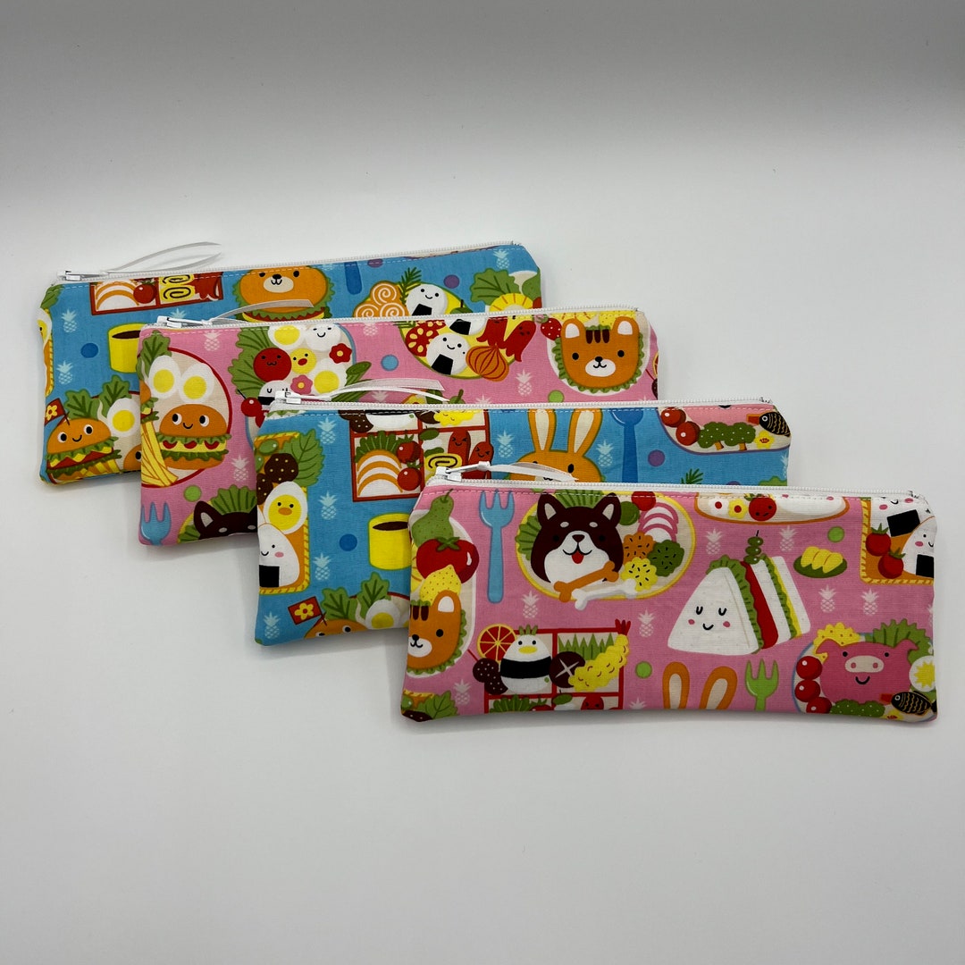 Kawaii Food Slim Pencil Case, Cute Bento Flat Pencil Case, Pink Blue ...