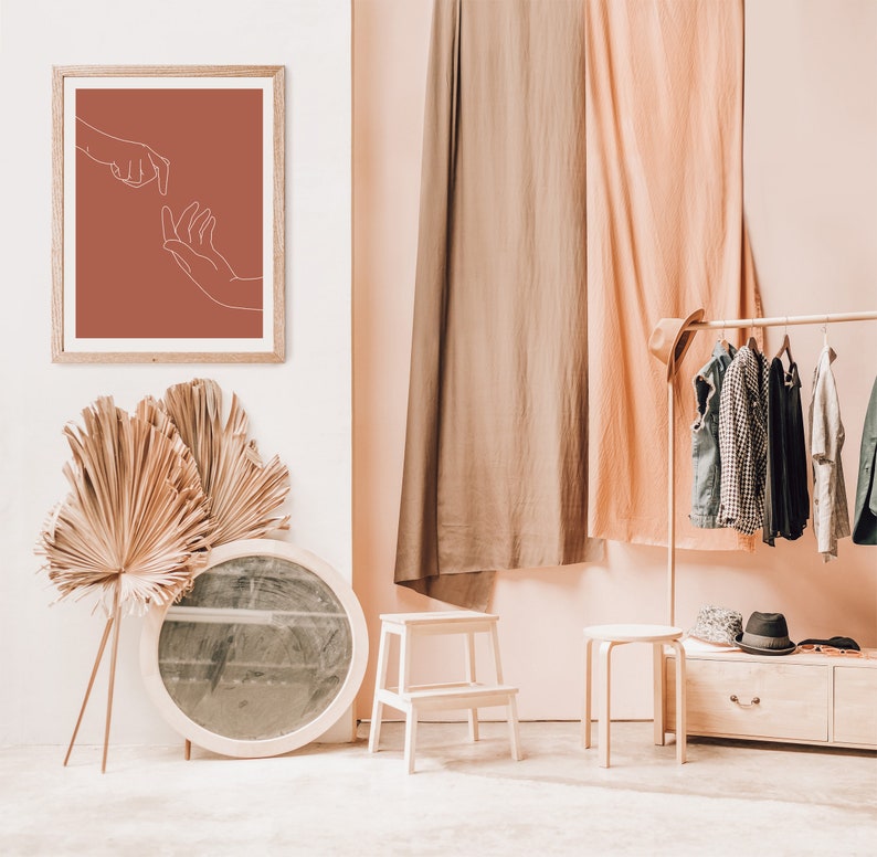 Reaching Hands Art Print Line Art Hands Drawing of Hands | Etsy