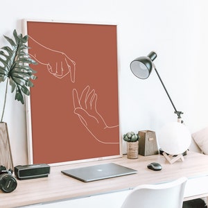 Reaching Hands Art Print Line Art Hands Drawing of Hands | Etsy