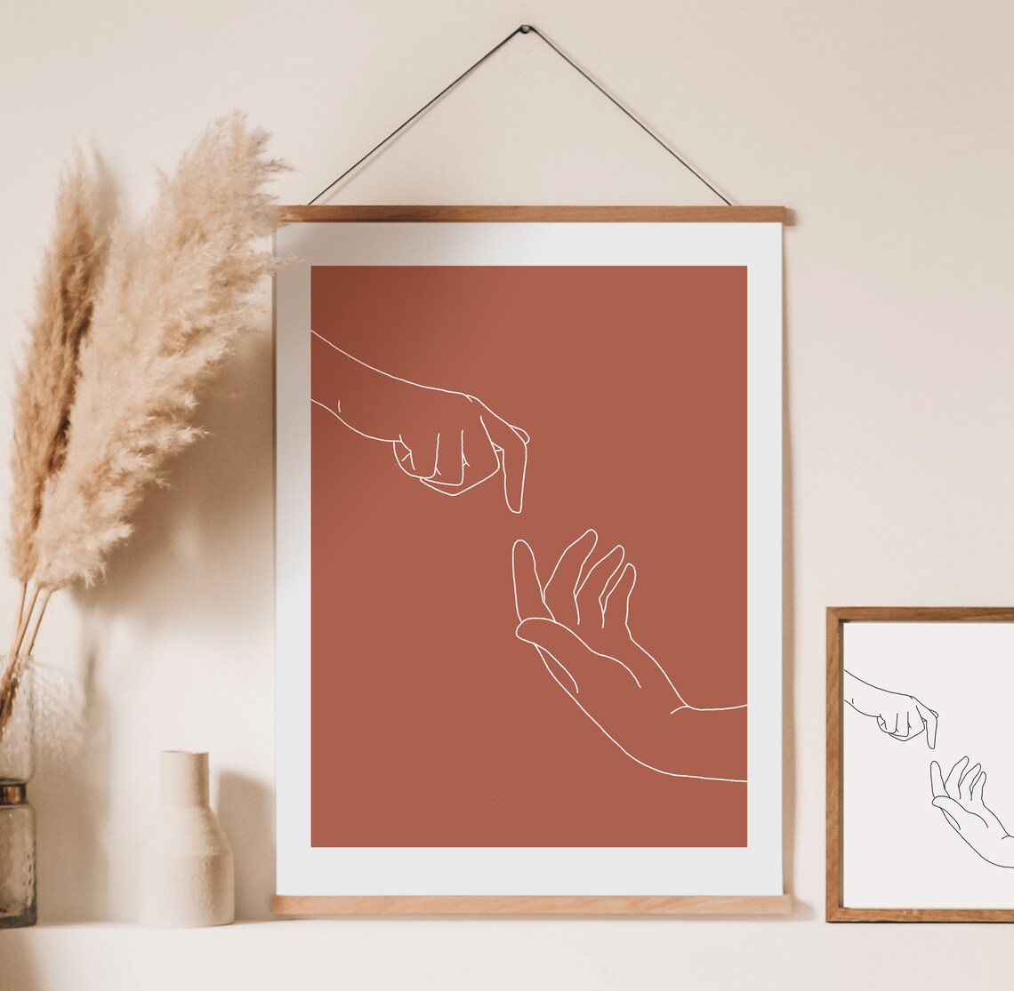 Reaching Hands Art Print Line Art Hands Drawing of Hands | Etsy