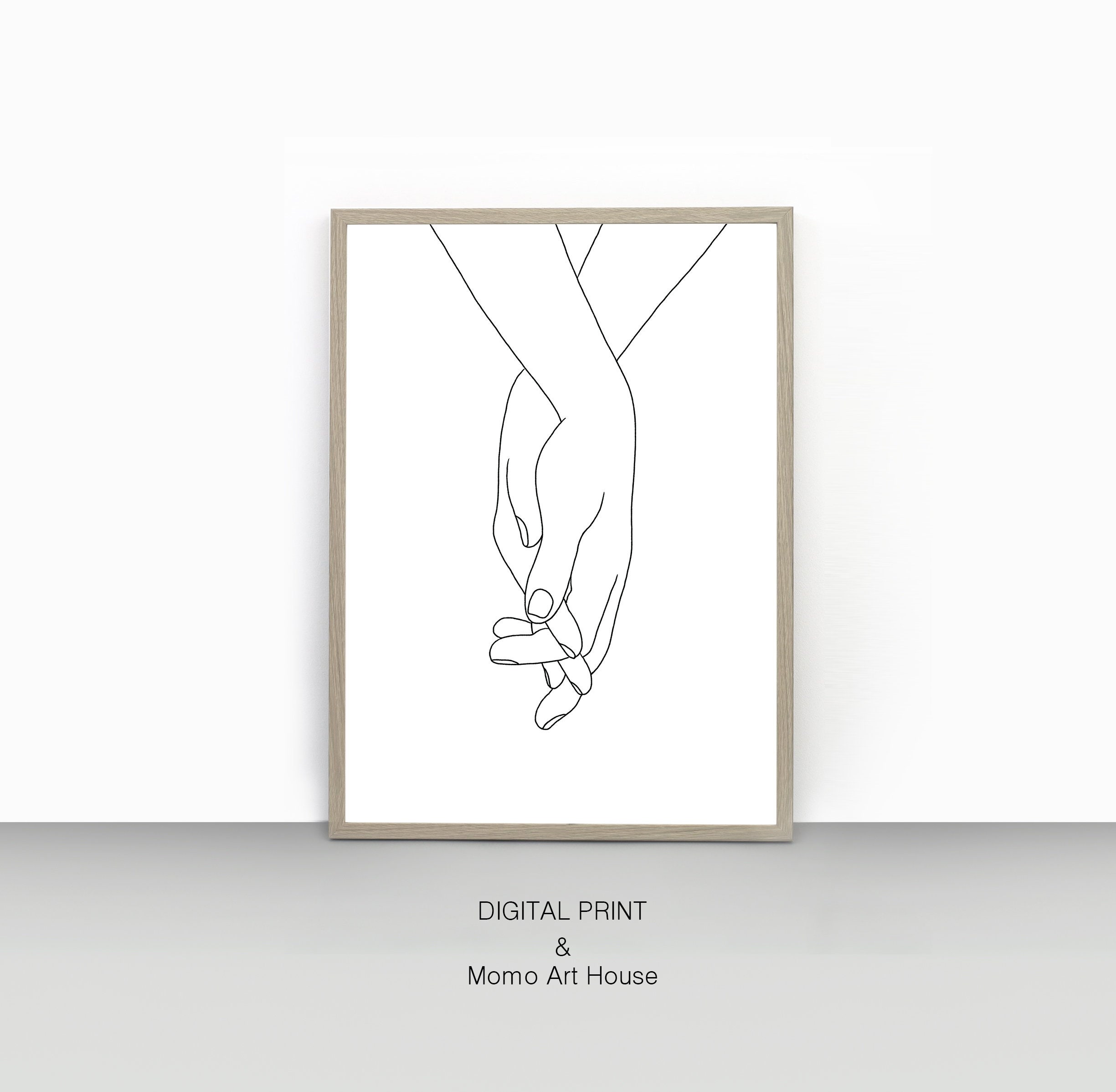 Line drawing print Holding hands print Line sketch Black | Etsy