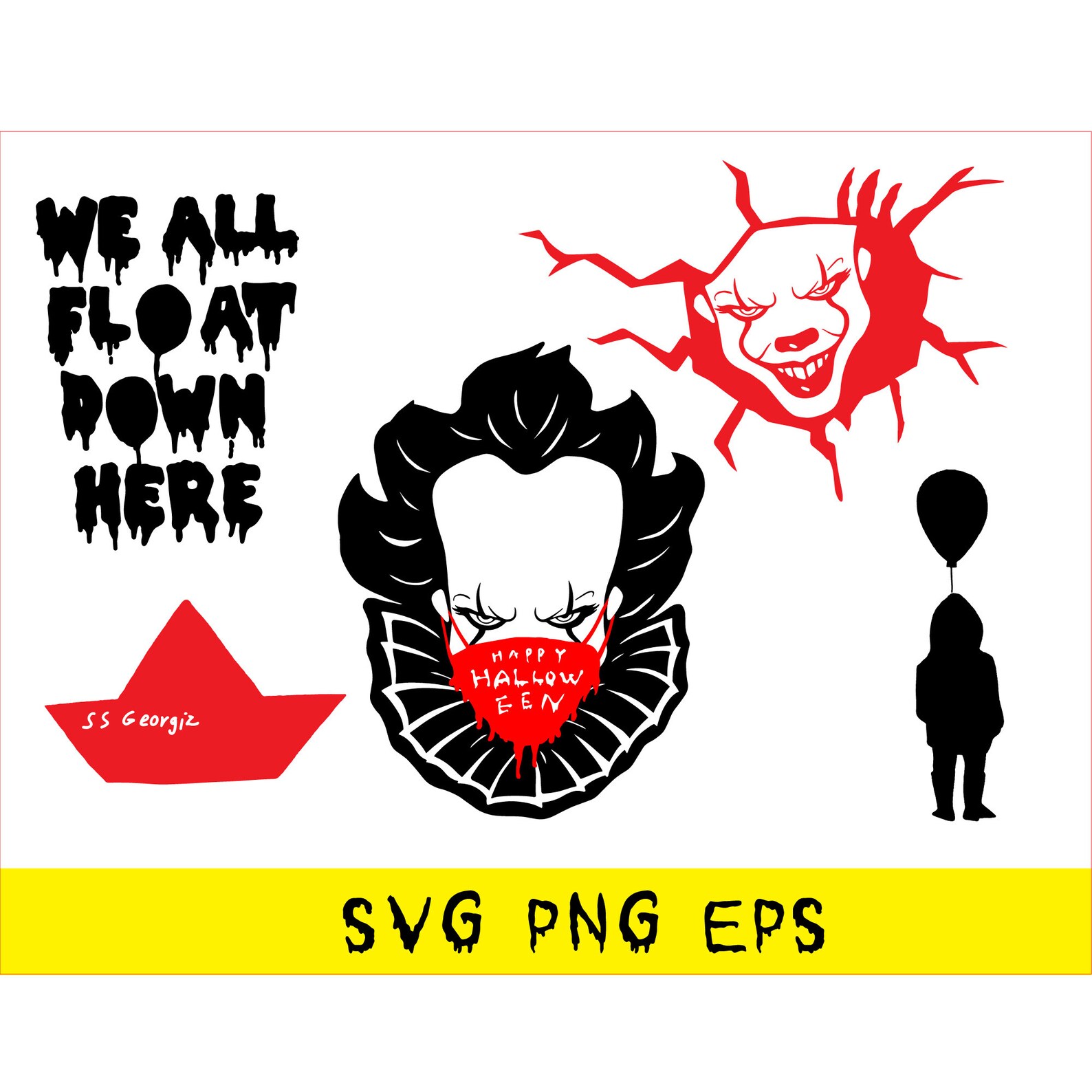 Pennywise Clown It Cut File For Silhouette Cricut Cameo SVG | Etsy