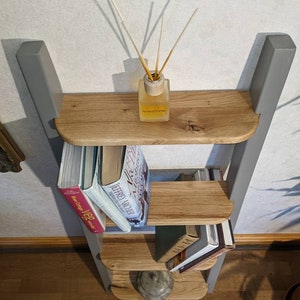 Handcrafted Oak Ladder Shelf: Farrow and Ball Painted Leaning Shelves ...