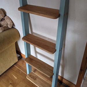 Handcrafted Oak Ladder Shelf: Farrow and Ball Painted Leaning Shelves ...