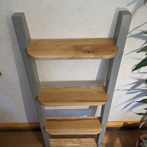 Handcrafted Oak Ladder Shelf: Farrow and Ball Painted Leaning Shelves ...