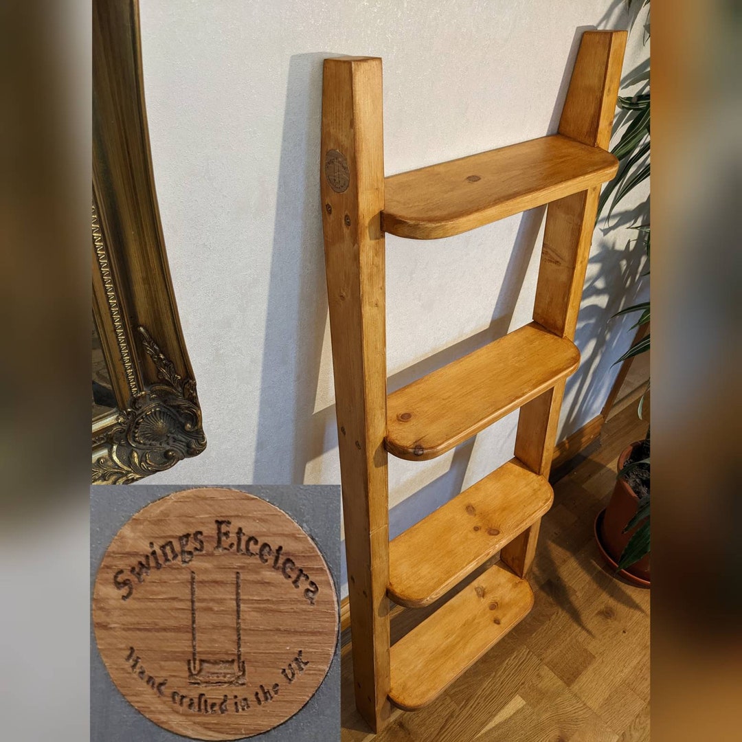 Free Standing Lean to Ladder Shelf. Rustic Shabby Chic Style - Etsy UK