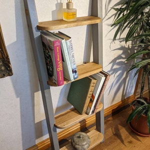 Handcrafted Oak Ladder Shelf: Farrow and Ball Painted Leaning Shelves ...