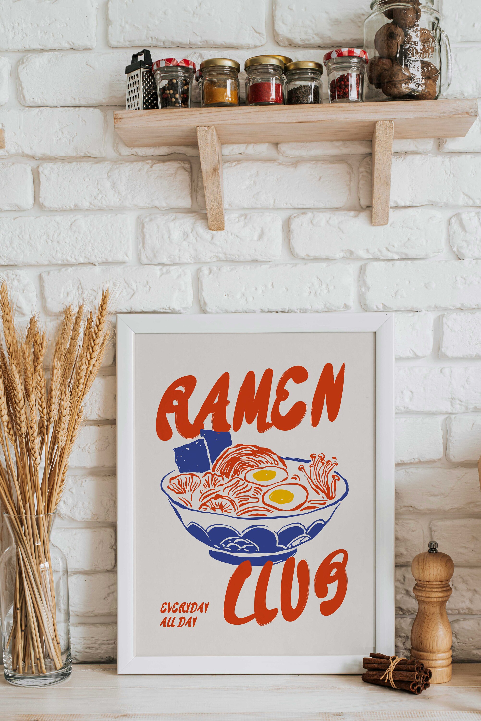 Ramen Club Poster Physical Art Kitchen Food Decor Retro Japanese Ramen ...
