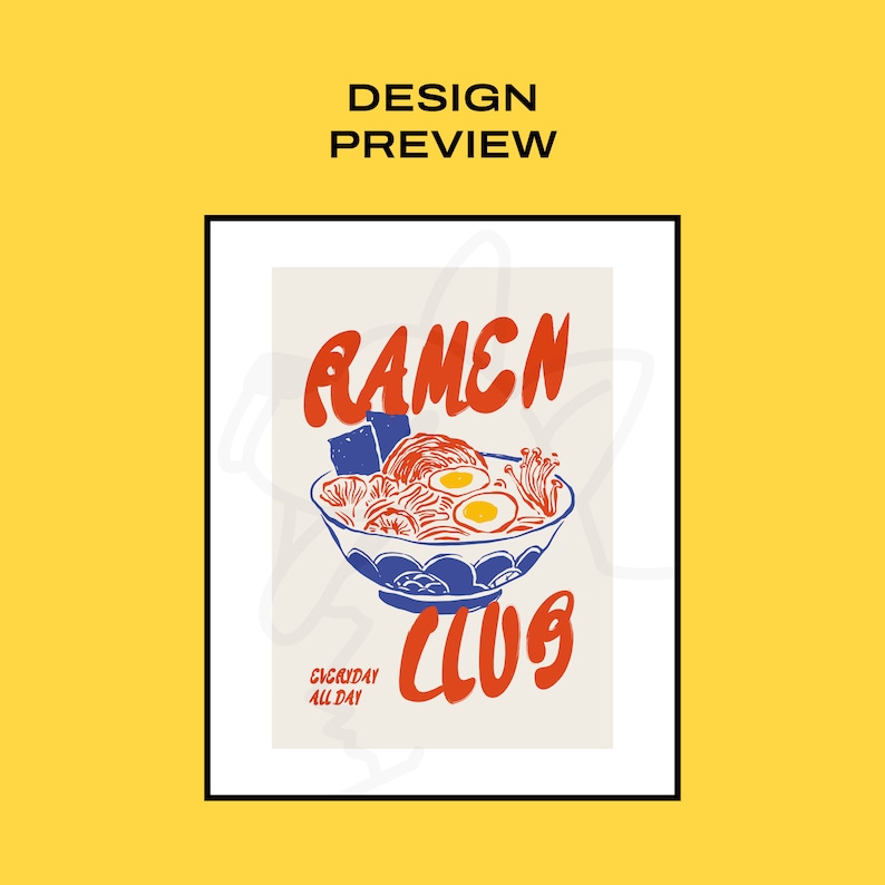 Ramen Club Poster Physical Art Kitchen Food Decor Retro Japanese Ramen ...