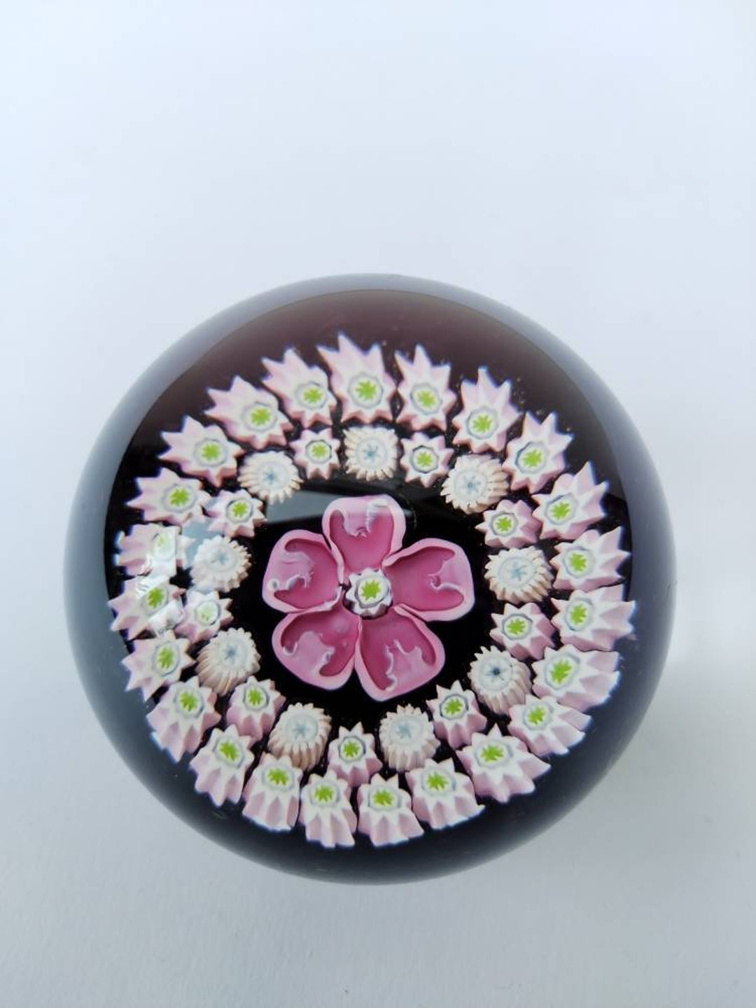 Pretty Glass Millefiori Pink Paperweight - Etsy