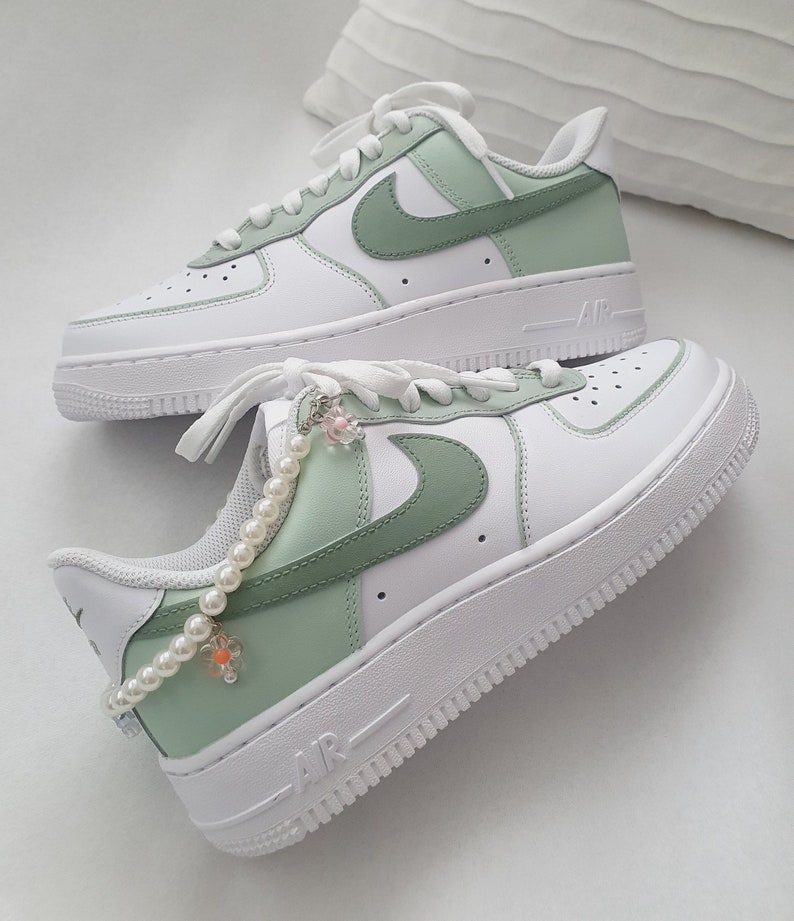 Nike Air Force 1 'matcha'. AF1 / Custom Sneakers / Green Sneakers ...