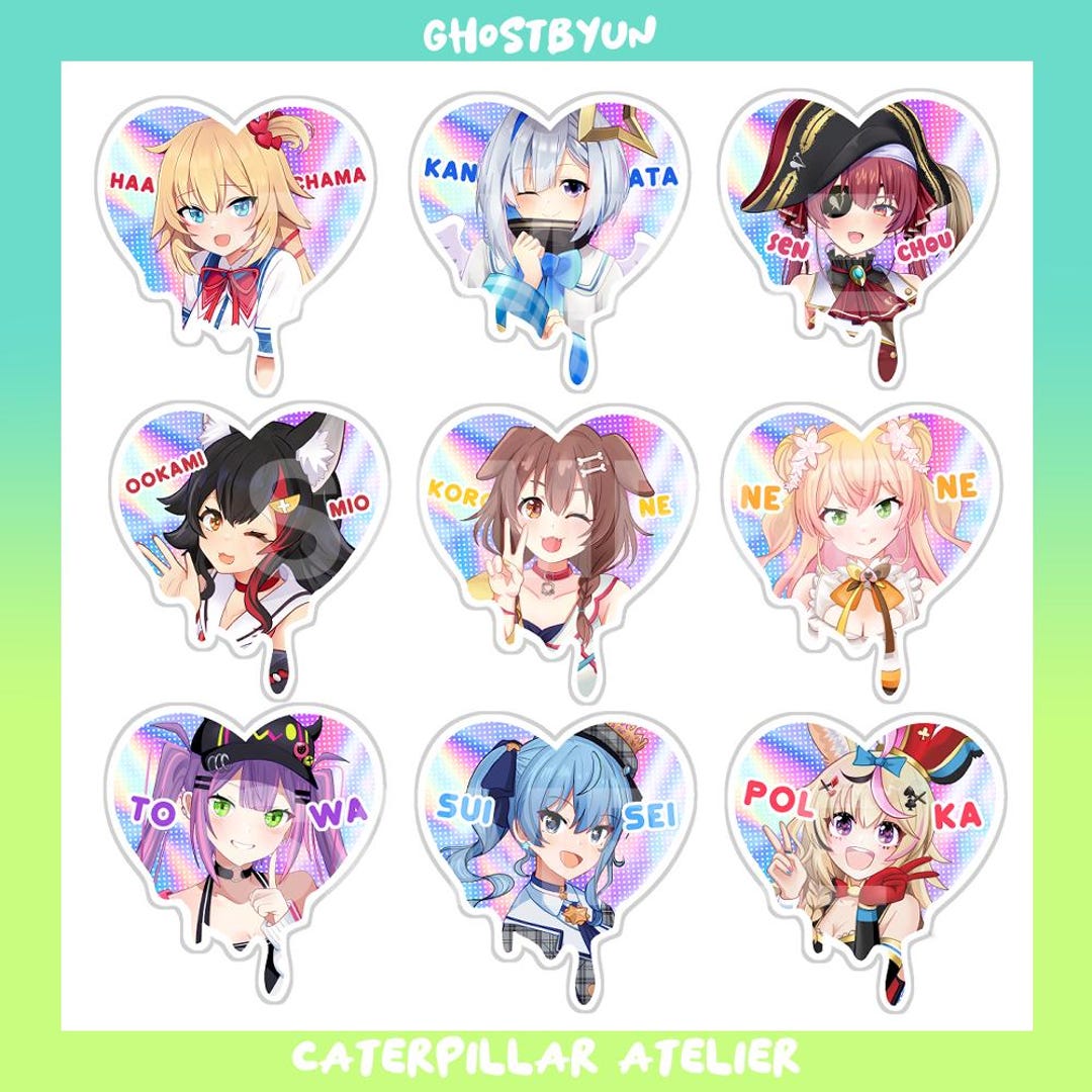 Hololive 3D Heart Acrylic Keychains - Etsy