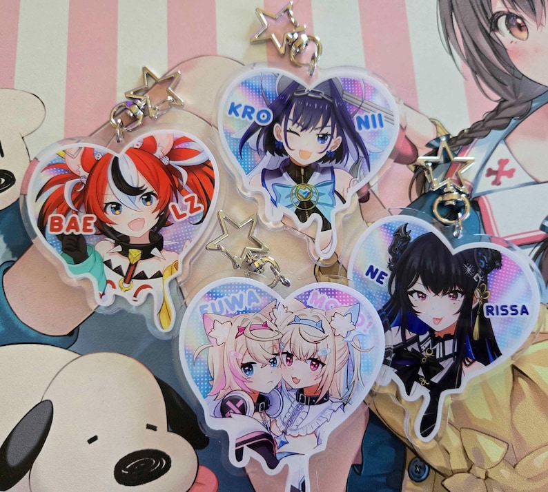 Hololive 3D Heart Acrylic Keychains ( Hololive English & Indonesia) - Etsy