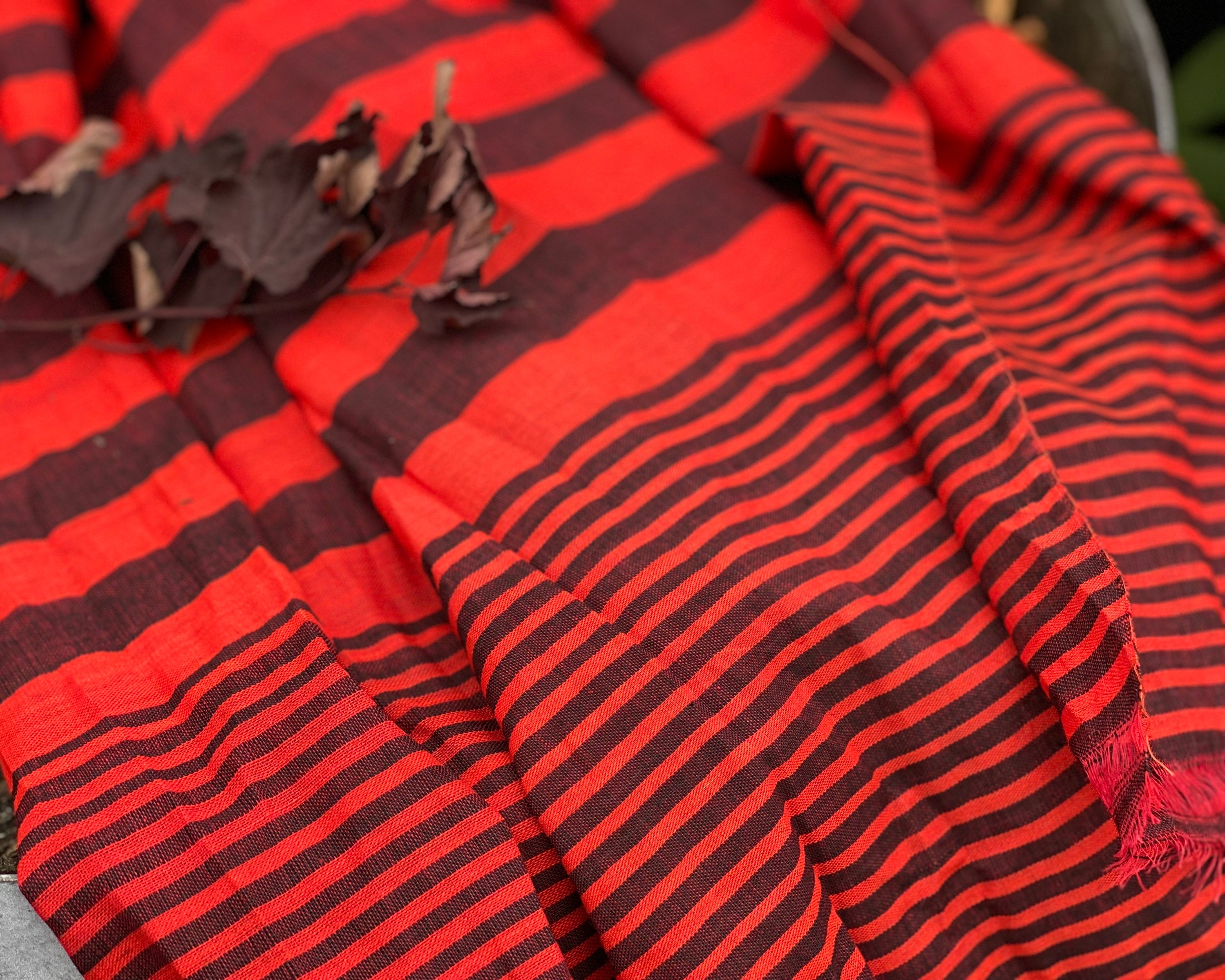 Red or Orange 100% Cotton Gamcha Scarf. Striped Shawl Head - Etsy UK