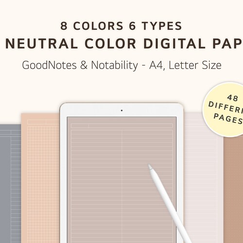 48 Neutral Digital Note Taking Paper With White Line A4 | Etsy