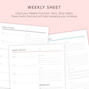 Undated Printable Weekly Planner Sheet | Digital | A4 + Letter - Etsy