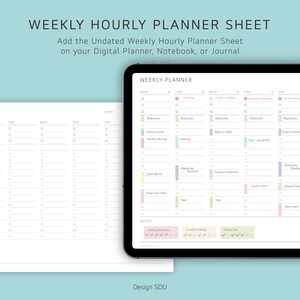 Undated Printable Weekly Hourly Planner Sheet | Horizontal | Digital ...