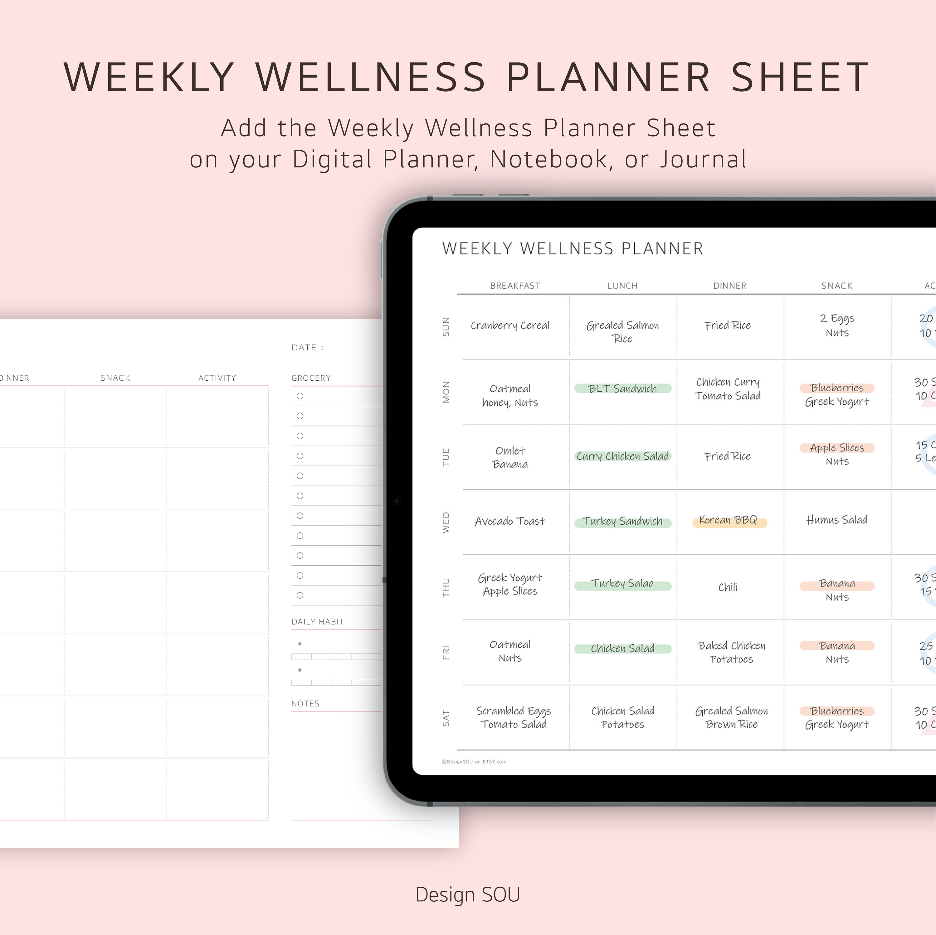 Undated Weekly Wellness Planner Printable A4 Letter - Etsy