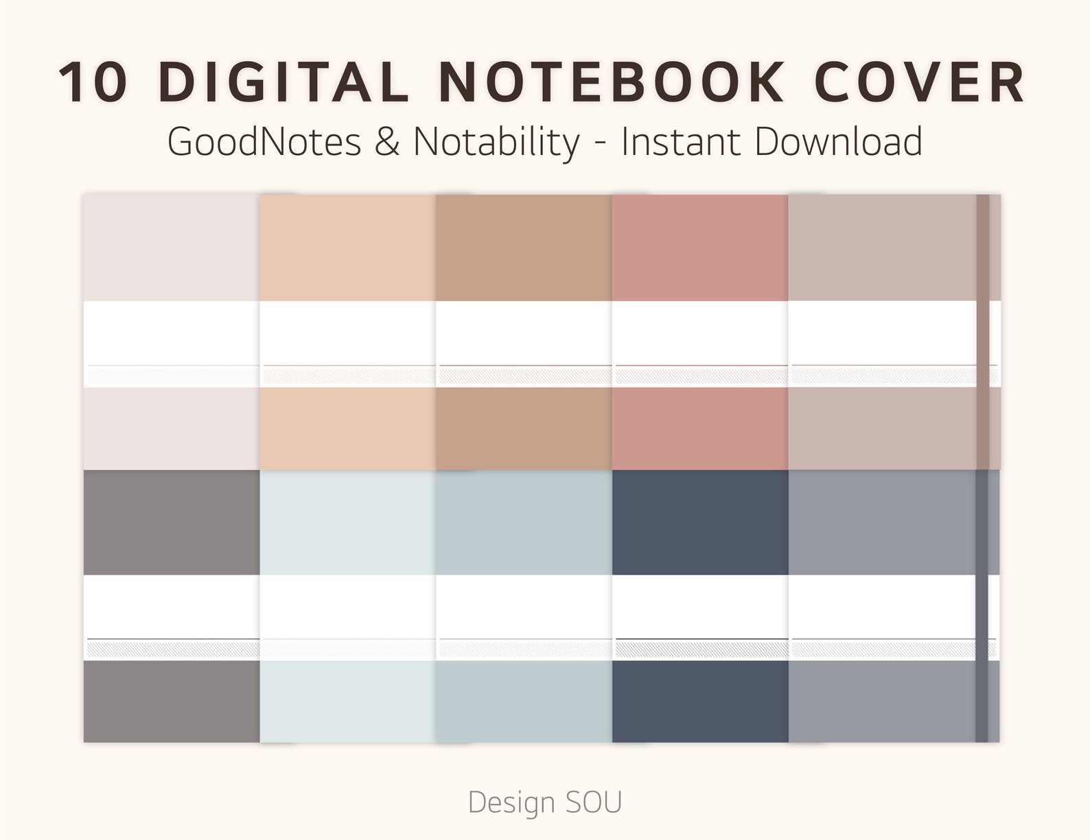 10 Digital Notebook Covers for iPad | Goodnote Notability Template | A4 ...