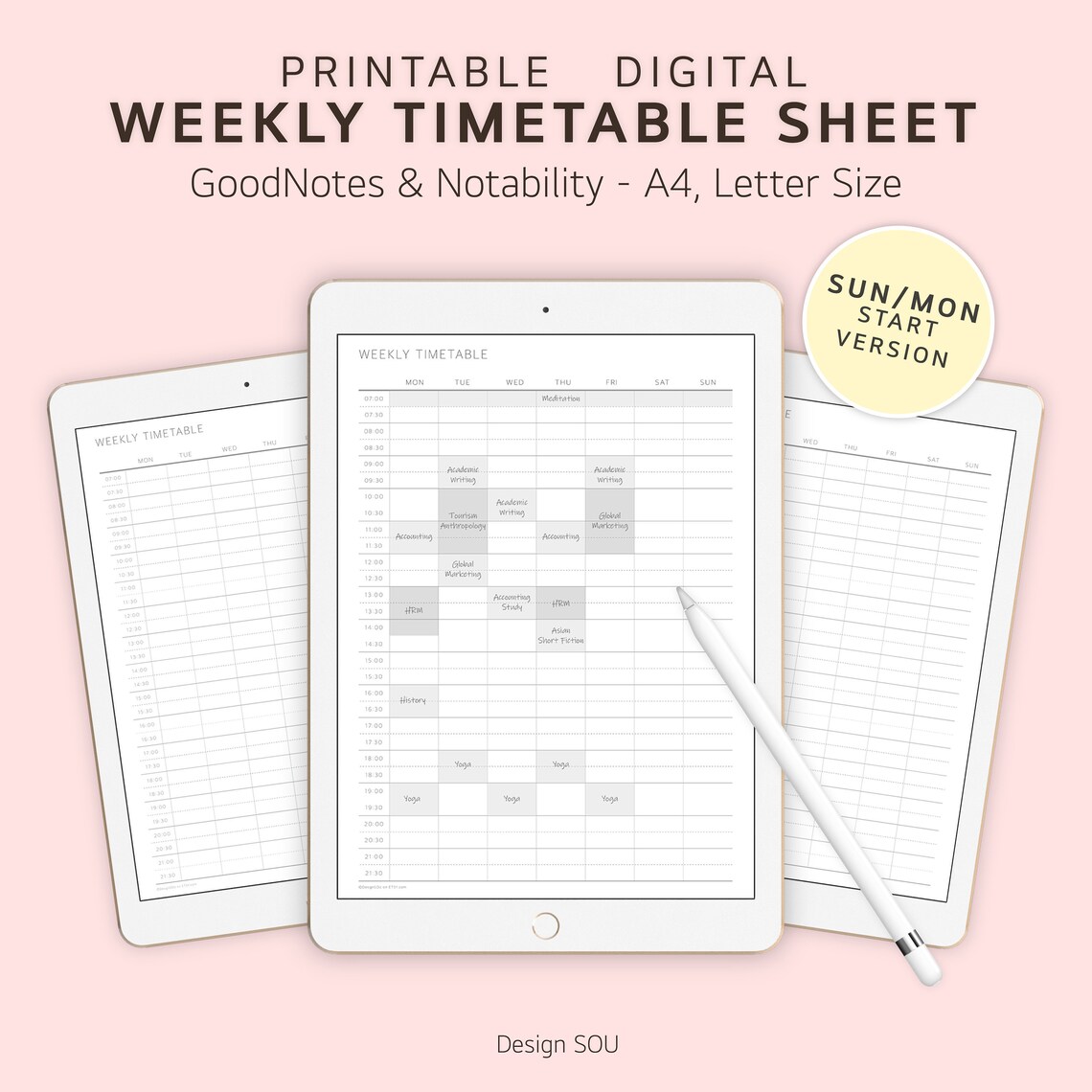 Weekly Timetable Sheet Printable Planner Insert Digital - Etsy