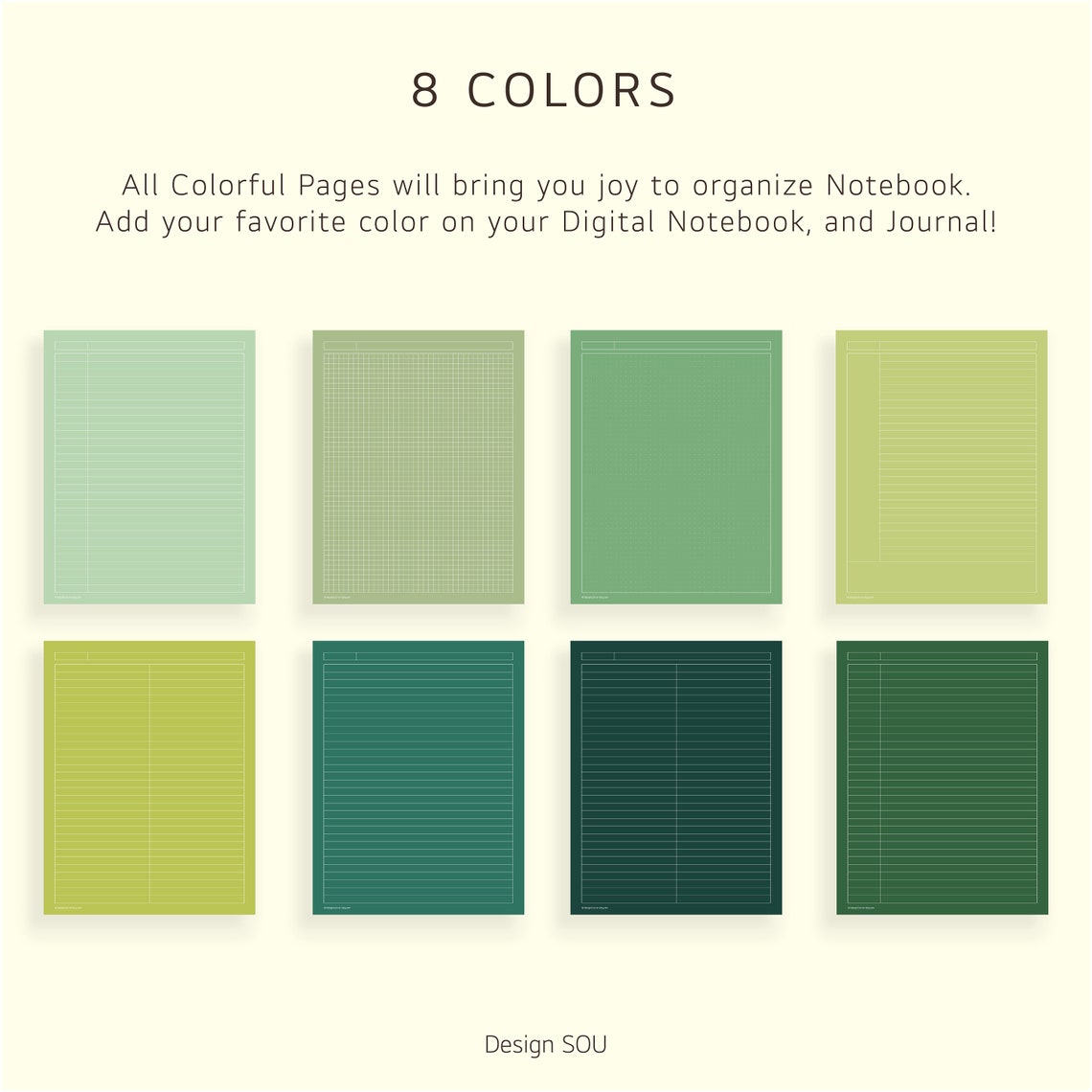 48 Green Digital Note Taking Paper with White line A4 | Etsy